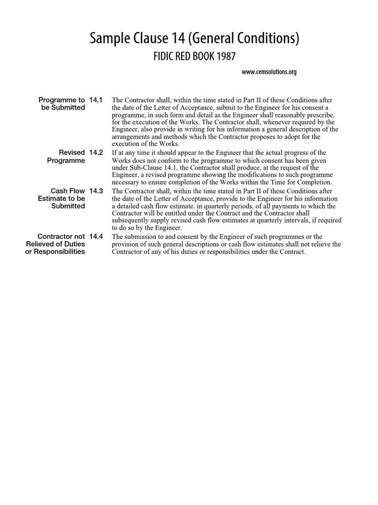 FIDIC Clause 14 (GeneralConditions) | PDF