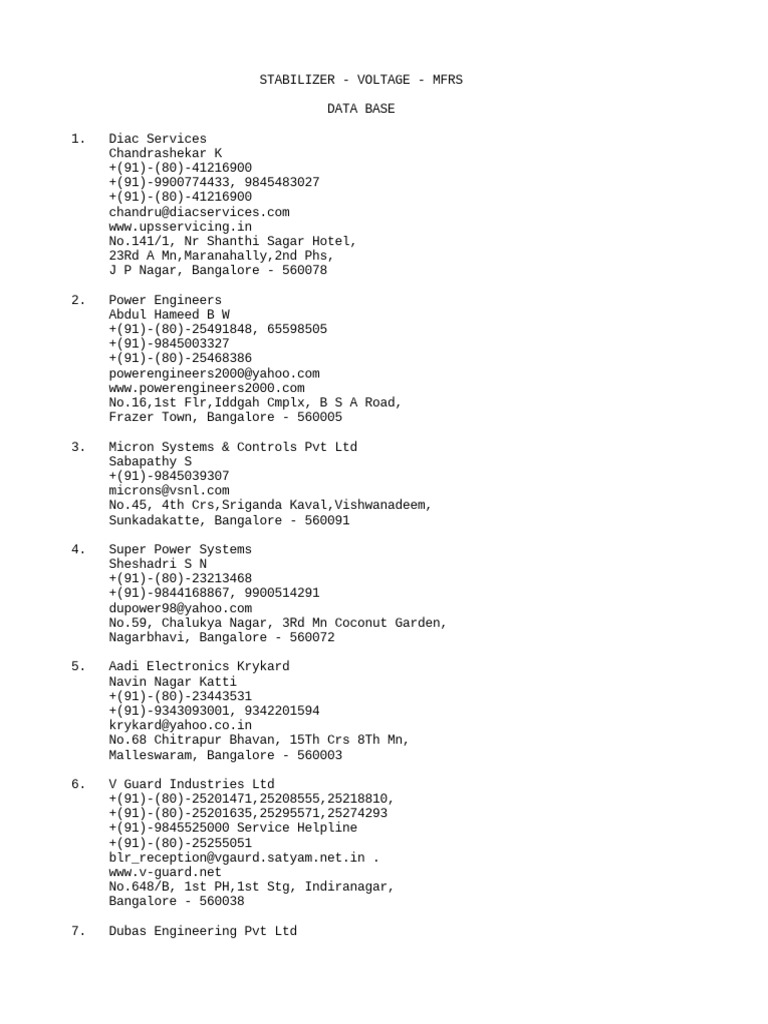 Stabilizer - Voltage - Mfrs | PDF