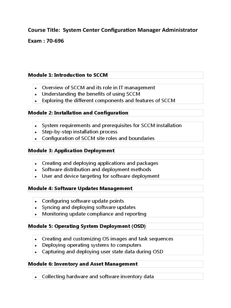 SCCM Administrator Course Overview | PDF | Computers