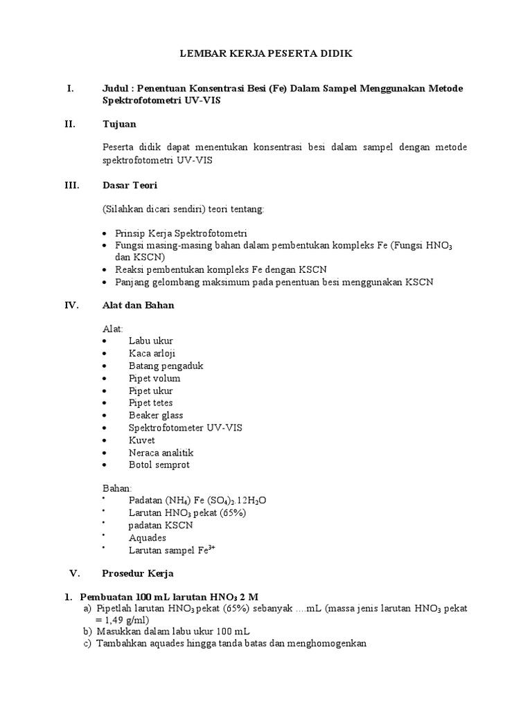 JOBSHEET SPEKTRO Fe 2022 | PDF