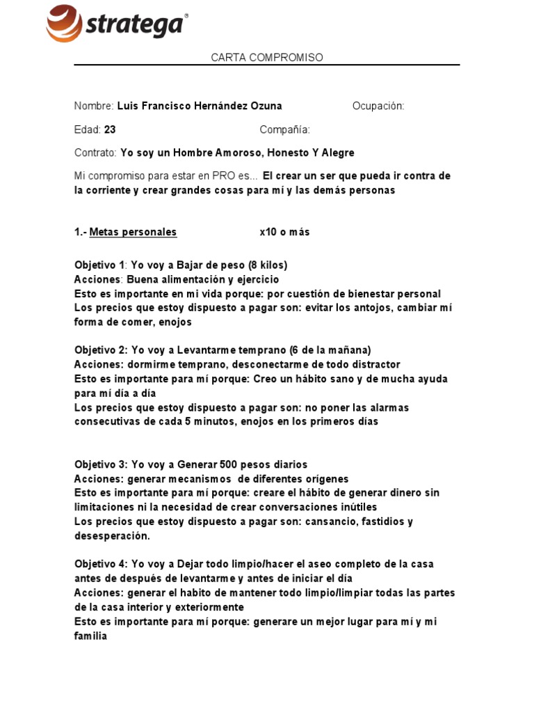 Carta Compromiso - Machote 30 (2do) 2222 | PDF