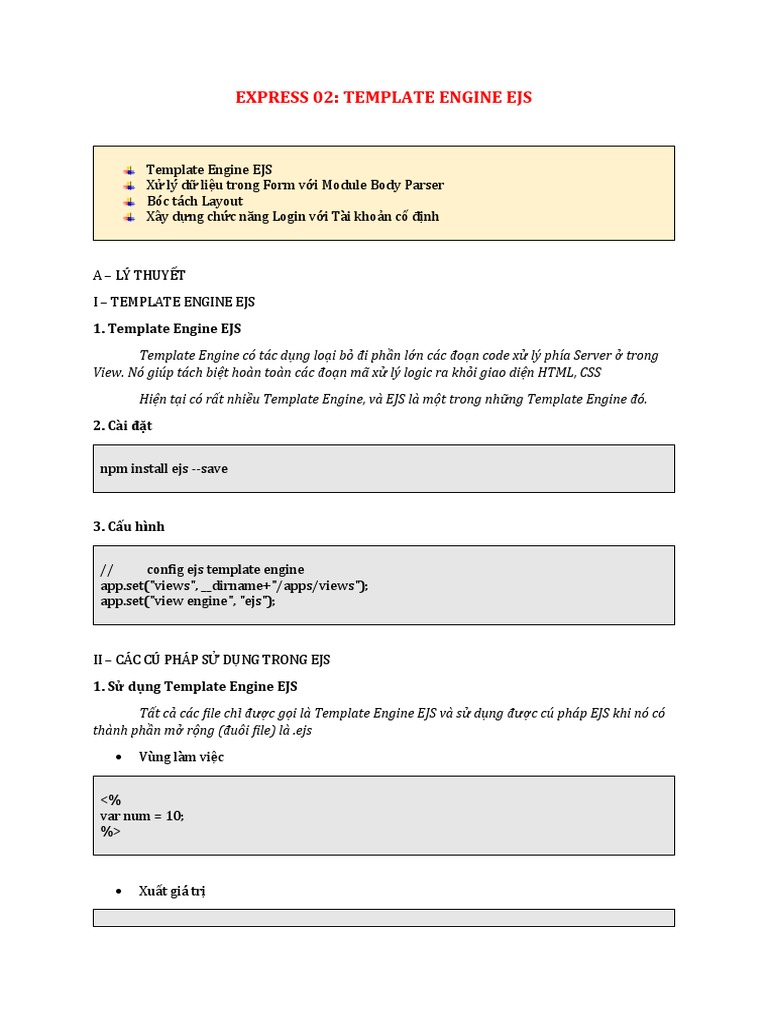 Template Engine Ejs | PDF