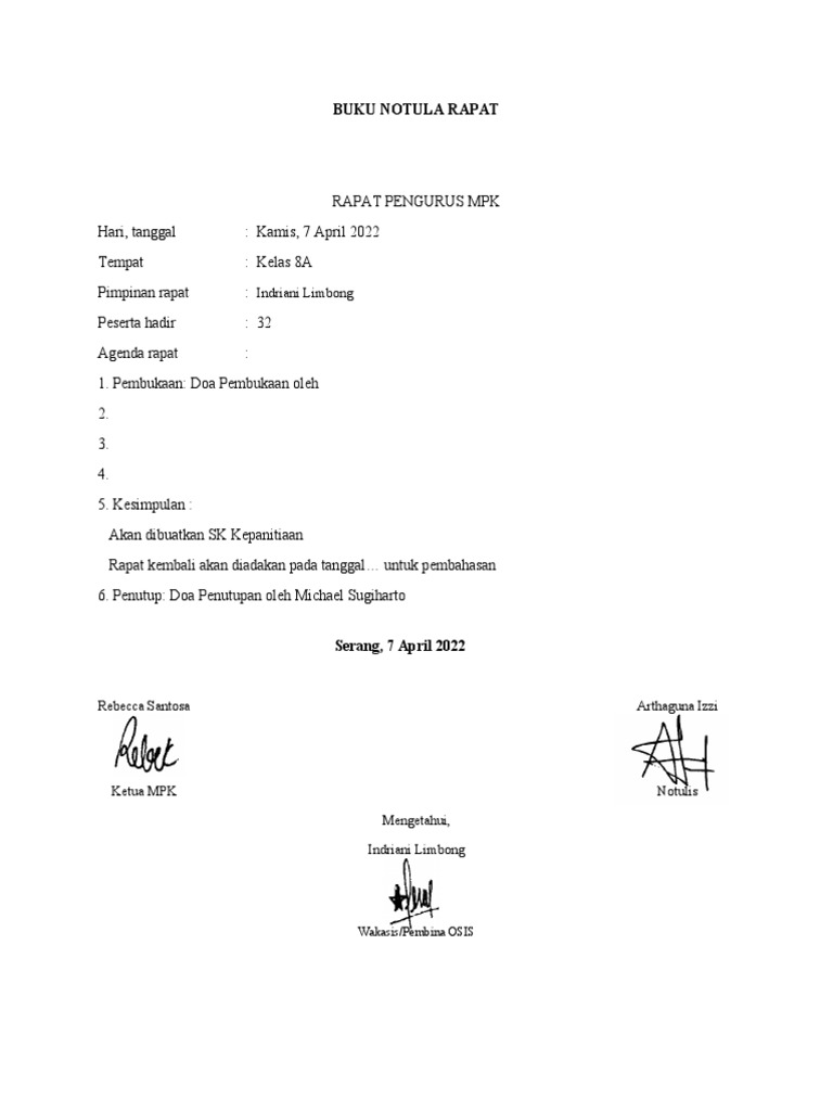 Buku Notula Rapat | PDF