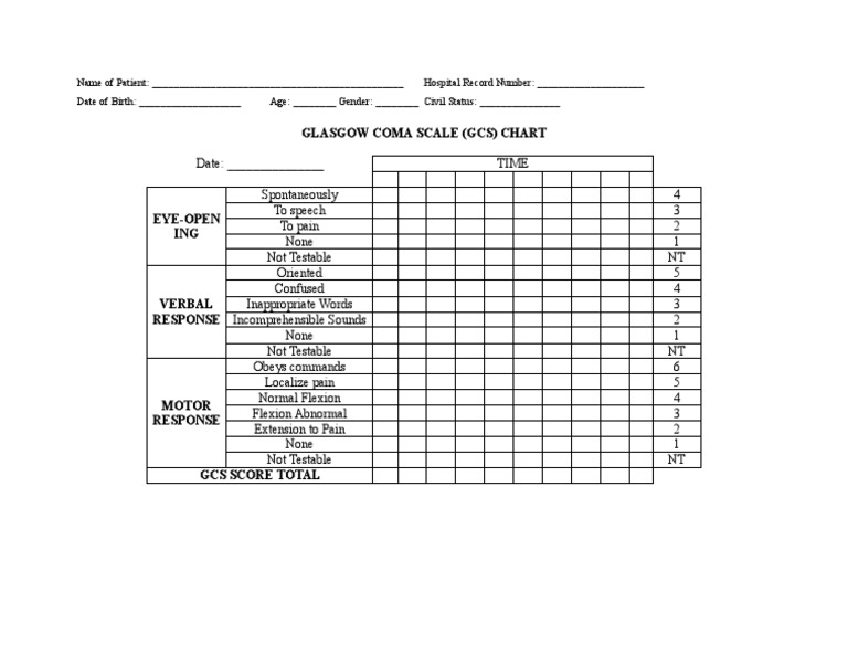 Glasgow Coma Scale Form | PDF