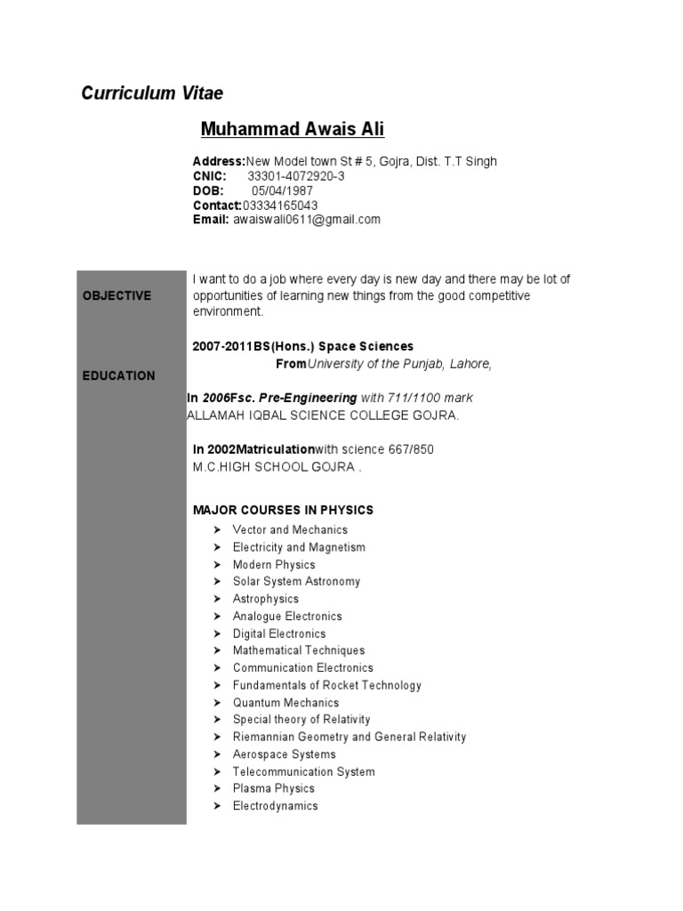 My CV | PDF | Physics | Science