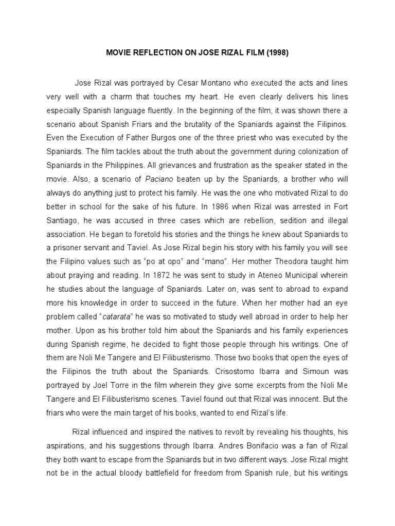 Movie Reflection On Jose Rizal Film (1998) | PDF | Philippines