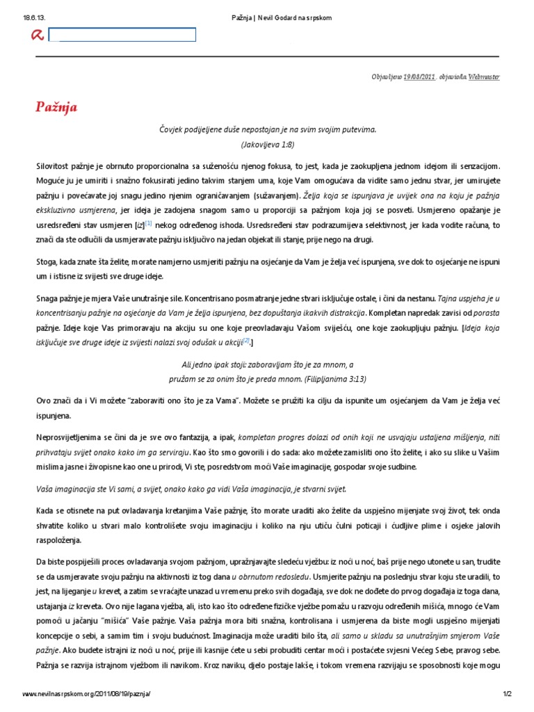 Pažnja - Nevil Godard Na Srpskom | PDF