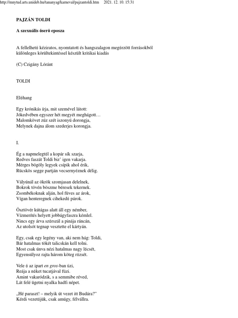 PAJZÁN TOLDI A Szexuális Őserő | PDF