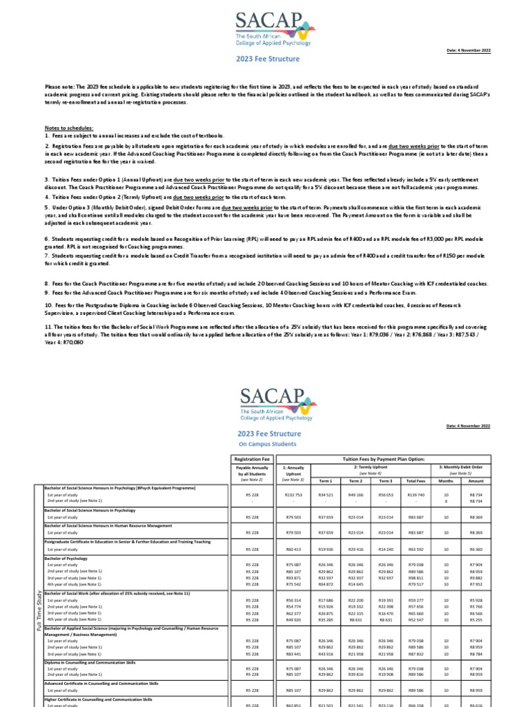 2023 Tuition Fee Structure Overview | PDF | Fee