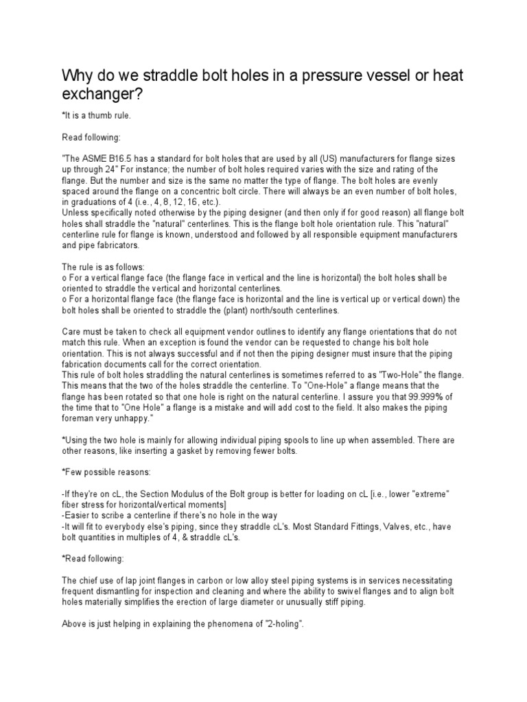 Bolt Hole Orientation of Flanges | PDF
