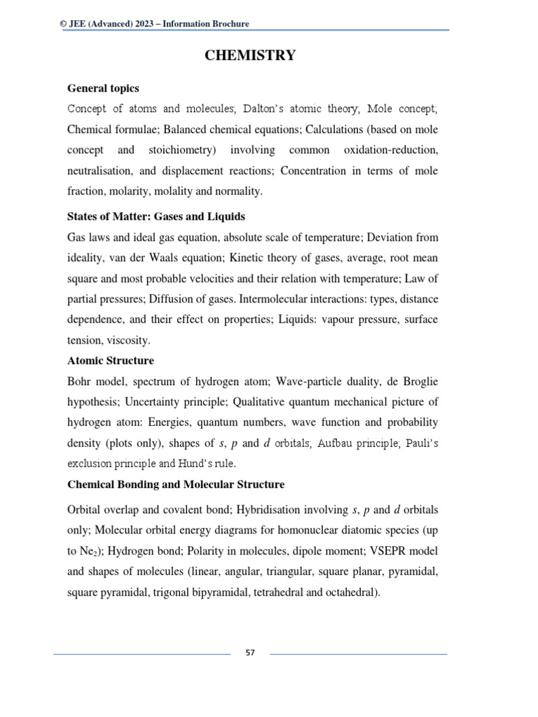 Jee Adv Syllabus | PDF