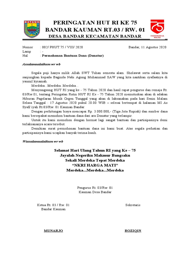 proposal orjen tunggal rt. 03 rw. 01 | PDF