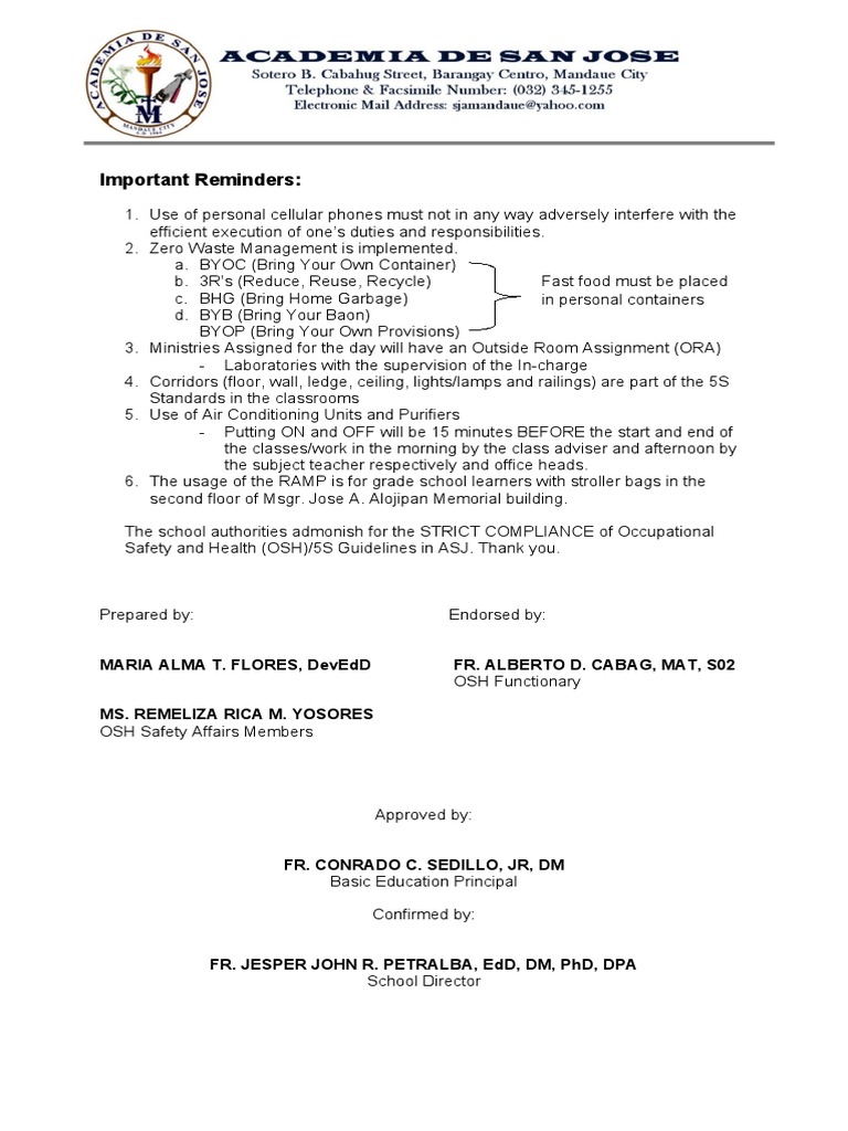 10 Important-Reminders | PDF