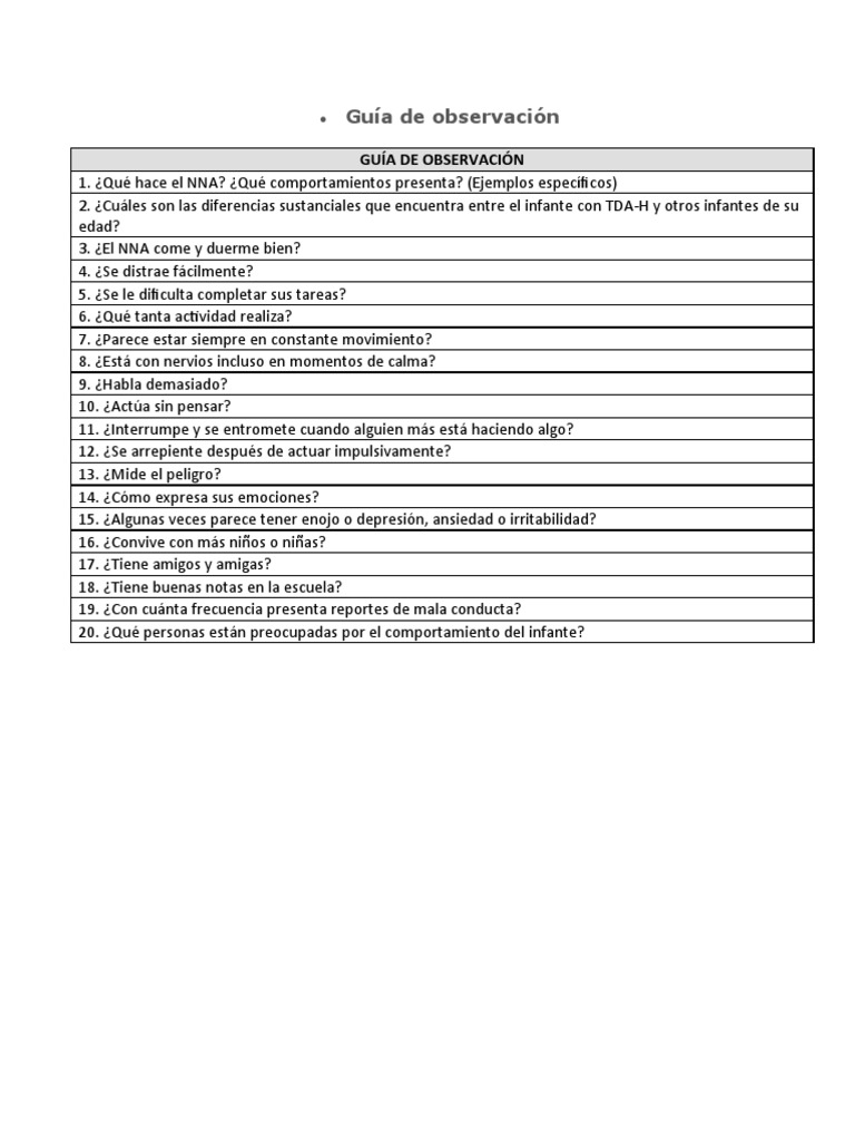 Guía de Observación | PDF
