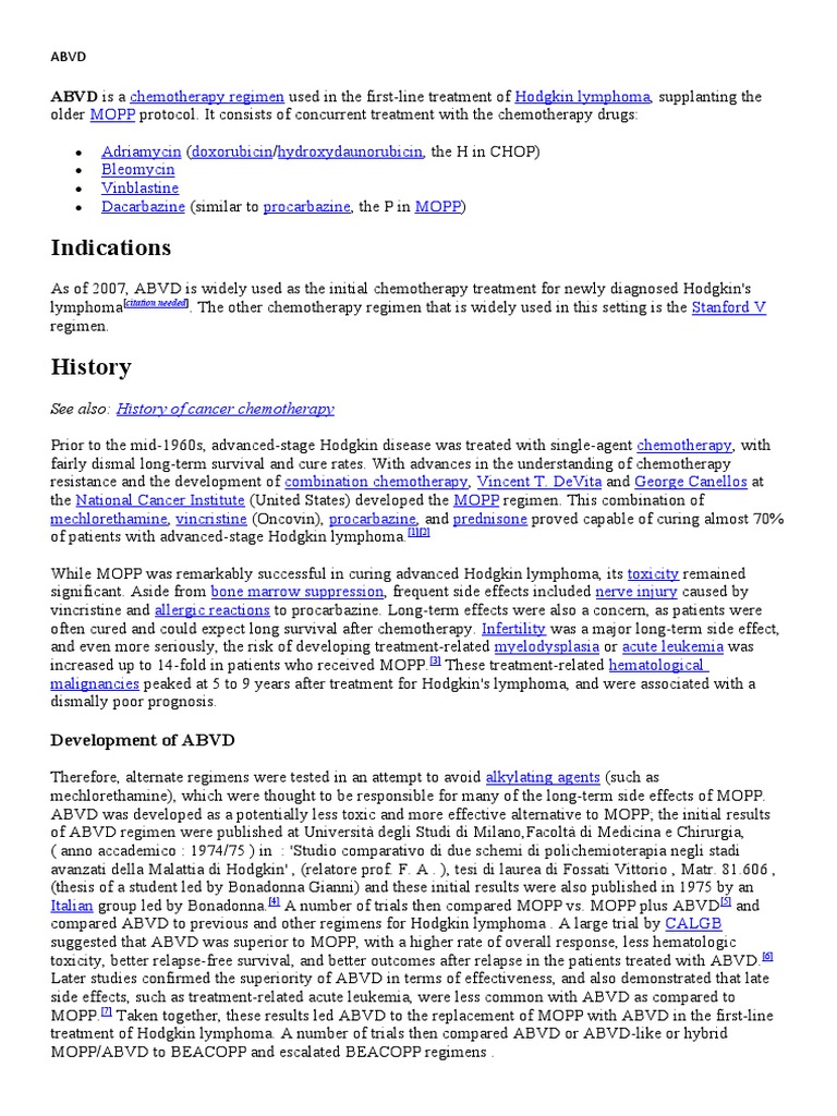 ABVD: Hodgkin Lymphoma Treatment | PDF