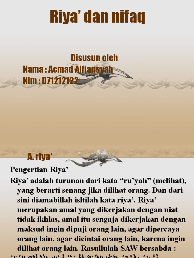 Pengertian Riya' dan Nifaq dalam Islam | PDF