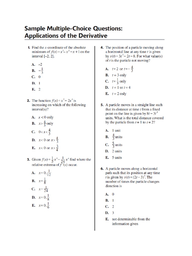 AP Calculus BC Applications of Differentiation | PDF