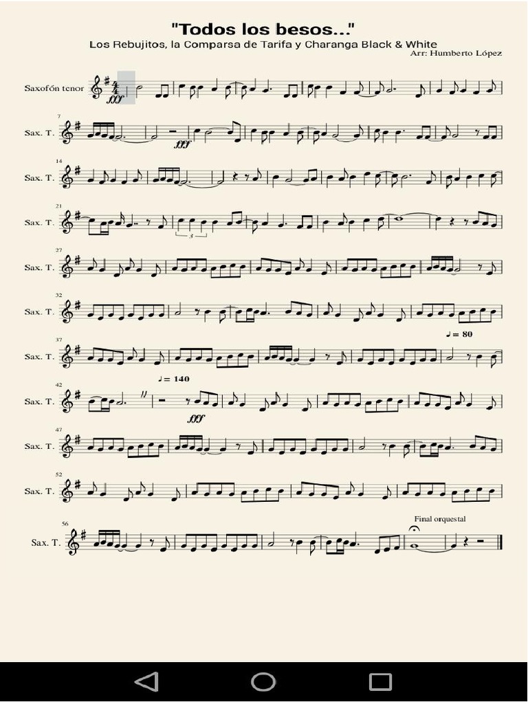 Tdos Los Besos (Sax) | PDF