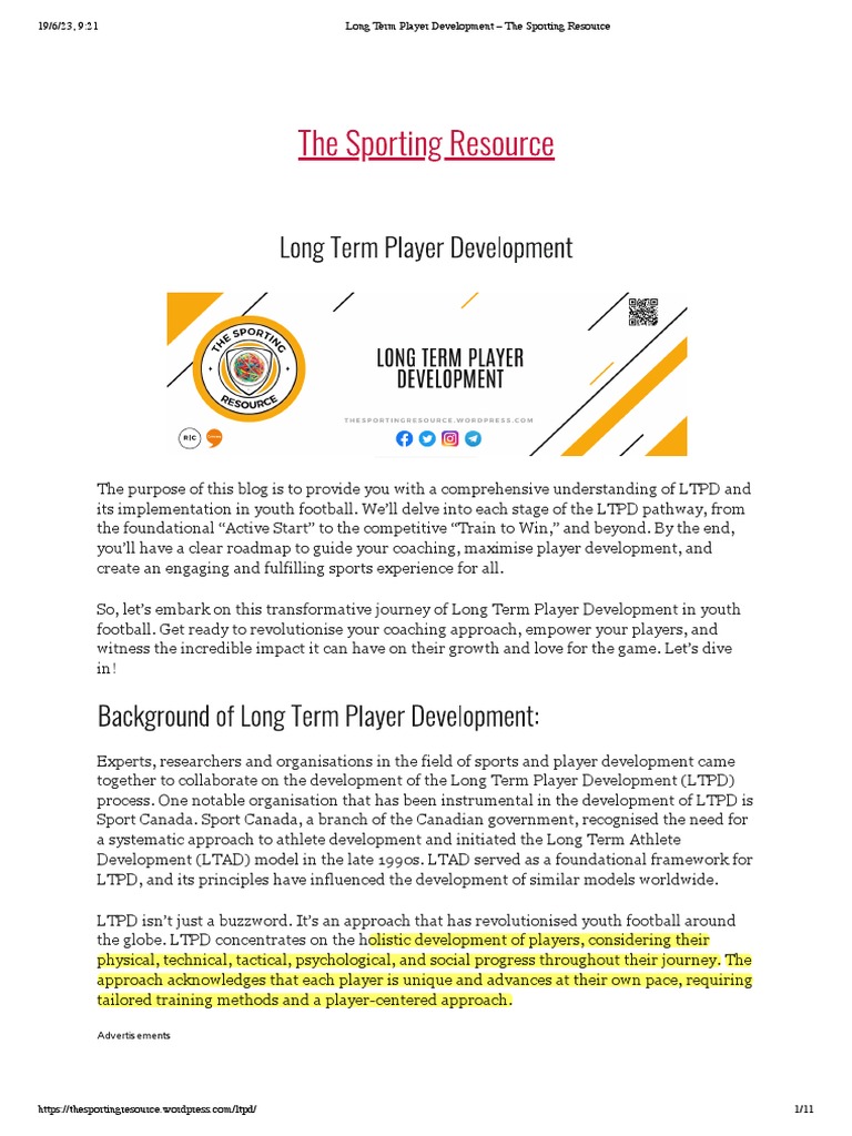 Long Term Player Development - The Sporting Resource | PDF