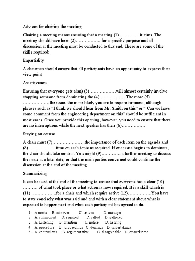 Advices for chairing the meeting-1 | PDF