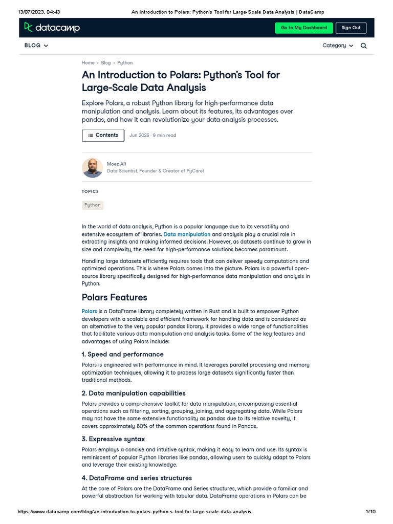 An Introduction to Polars_ Python's Tool for Large-Scale Data Analysis _ DataCamp | PDF
