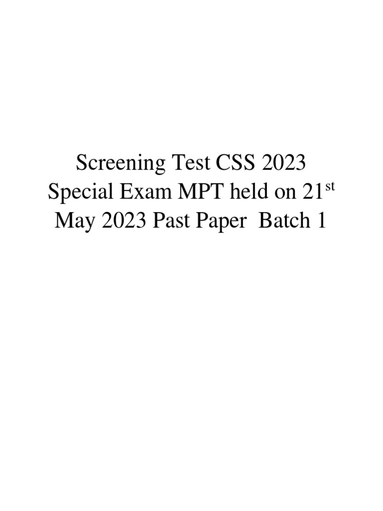 CSS 2023 Screening Test Special Exam MPT Held On 21st May 2023 Past ...