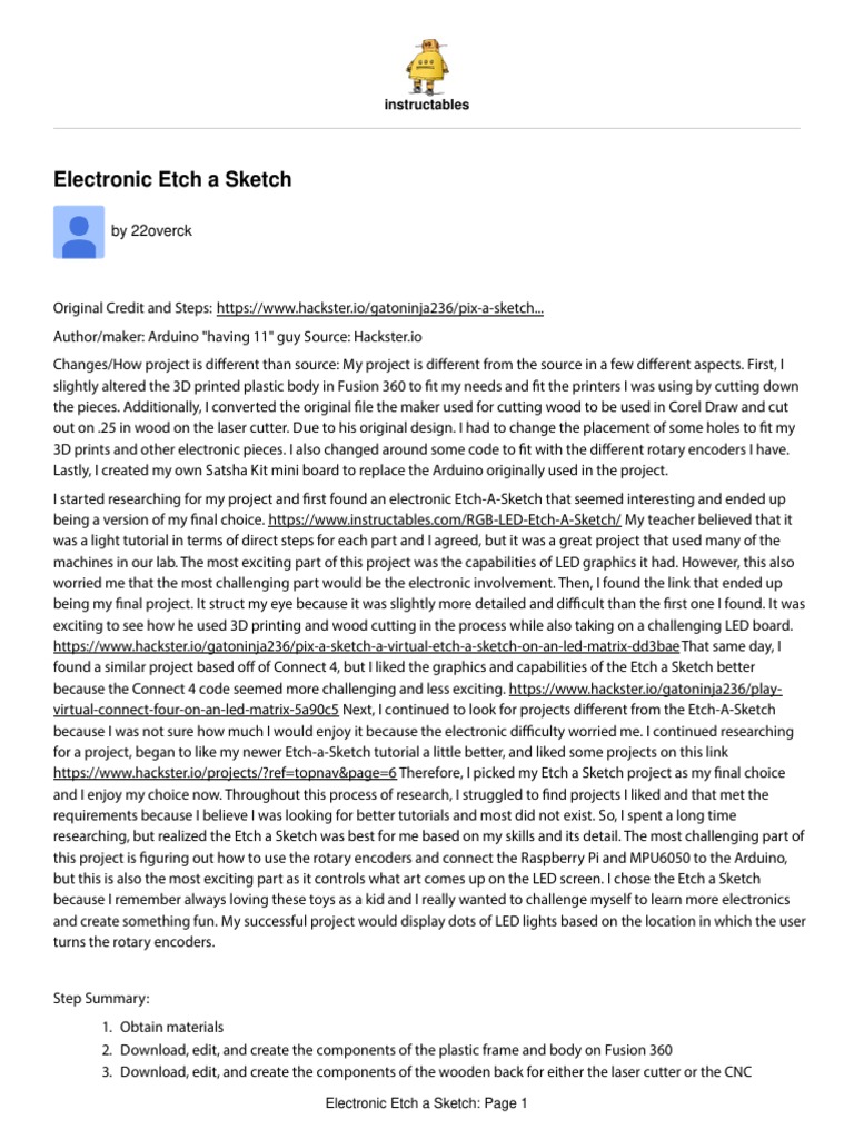 Electronic Etch A Sketch | PDF