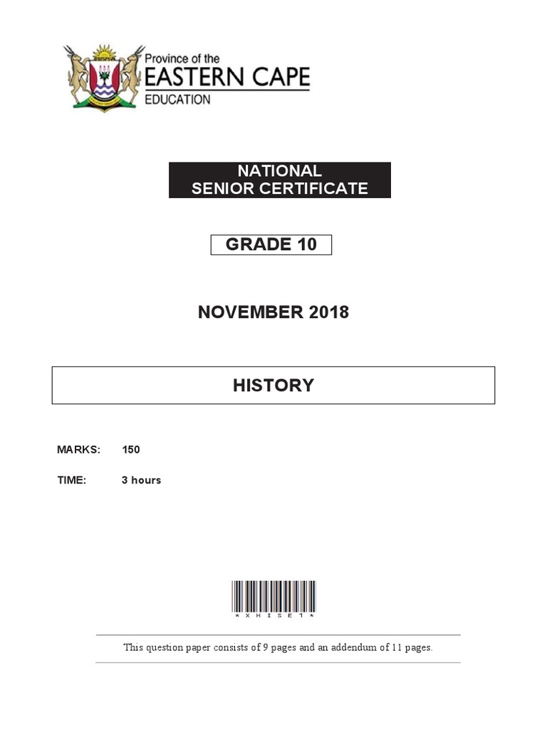 HISTORY QP GR10 NOV2018 - Eng D | PDF | Zulu Kingdom | South Africa