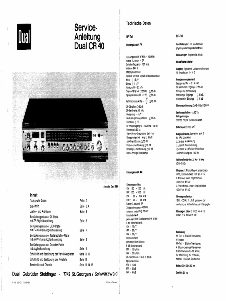 Dual CR 40 Service Manual | PDF