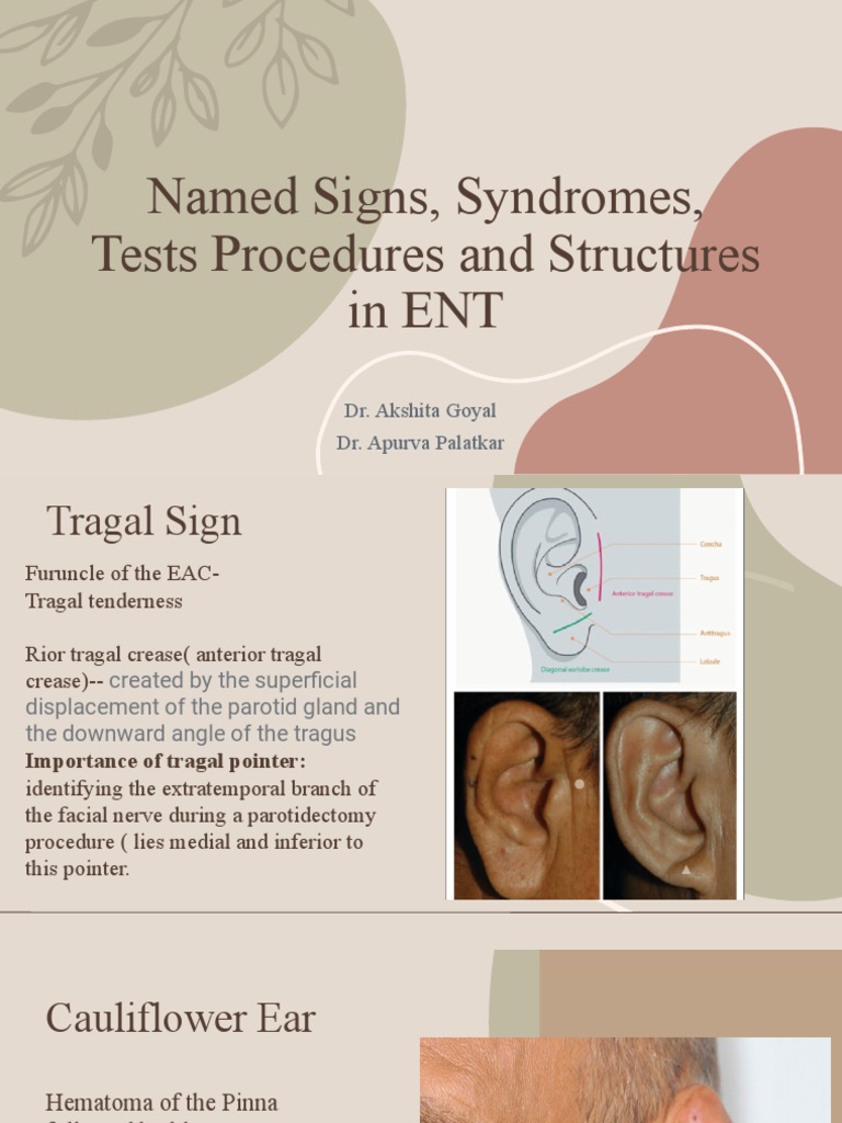 Named Signs, Syndromes, Tests and Procedures | PDF | Ear | Human Nose