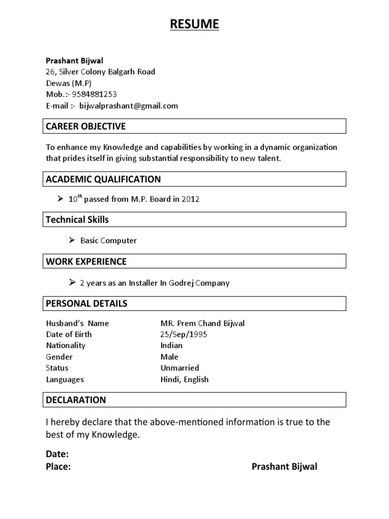 Prashant Bijwal Resume Summary | PDF