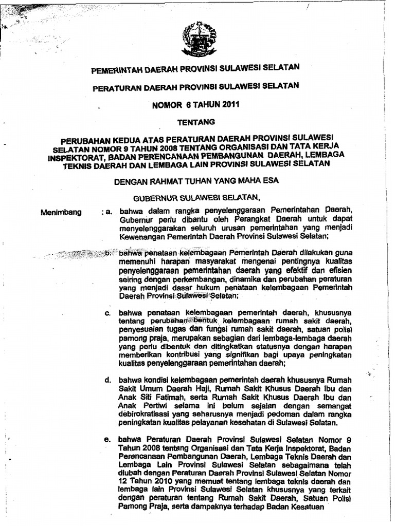 Perda Nomor 6 Tahun 2011 Perubahan Kedua Atas Peraturan | PDF