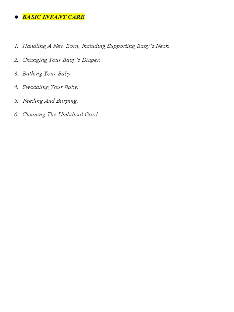 Essential Guide to Infant Care Basics | PDF | Self-Improvement