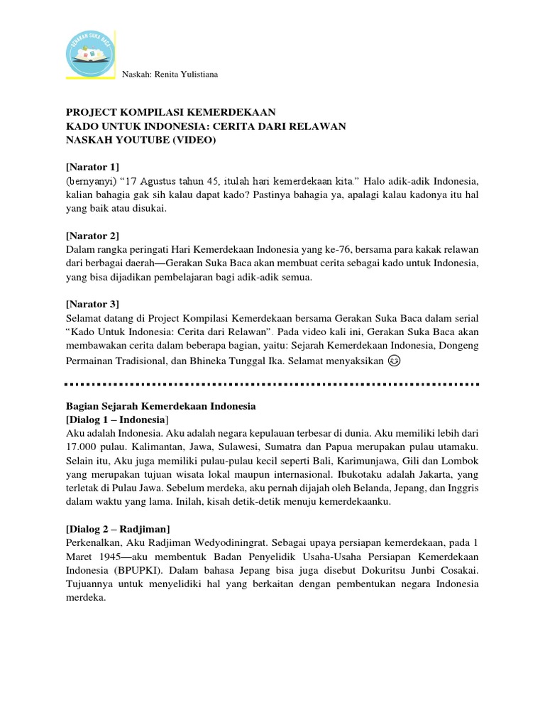 Draft Naskah Youtube - Kado Untuk Indonesia | PDF