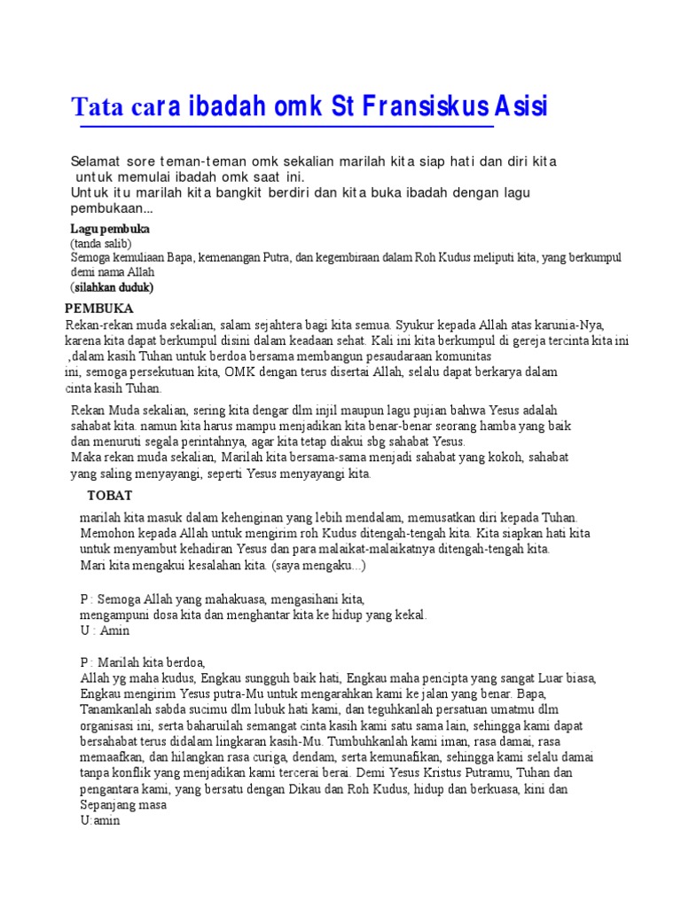 Ibadah OMK: Doa dan Persahabatan Kristiani | PDF