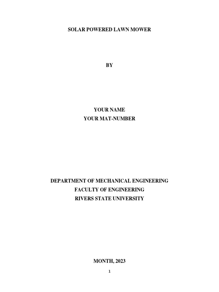 Solar Lawn Mower | Download Free PDF | Lawn Mower | Solar Panel