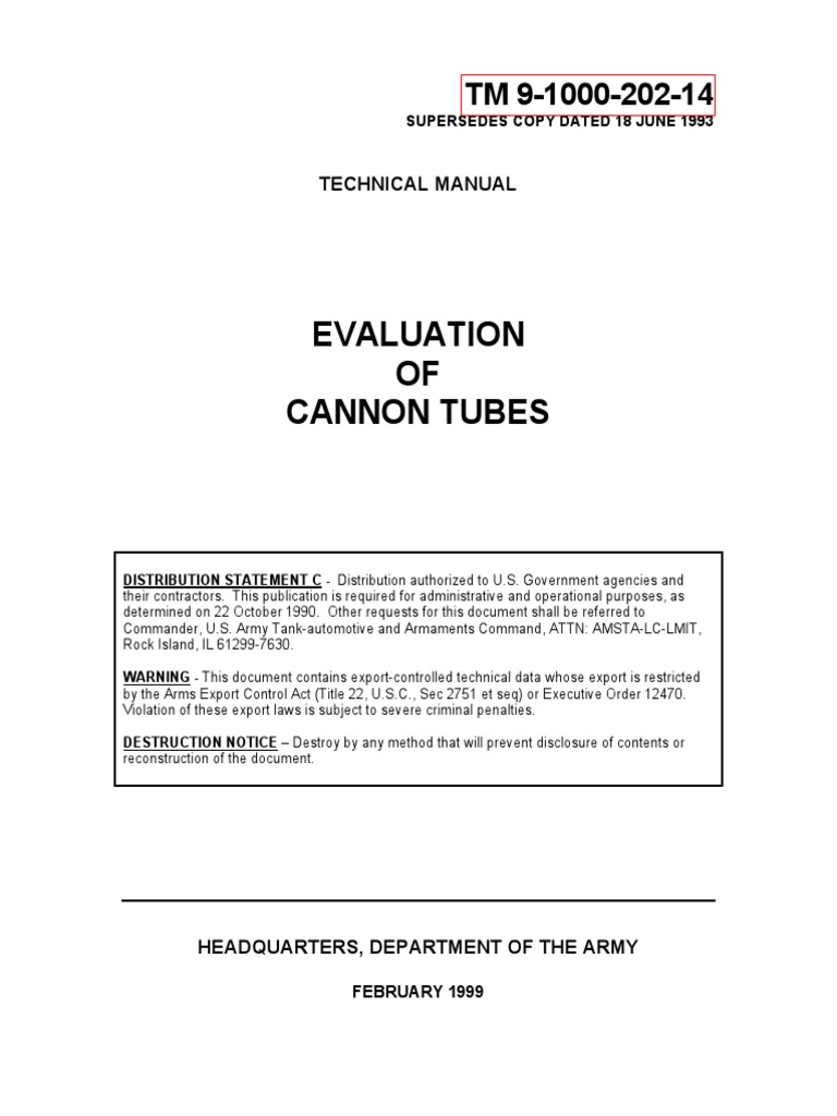 US TM 9-1000-202-14 Cannon Tubes | Download Free PDF | Password ...