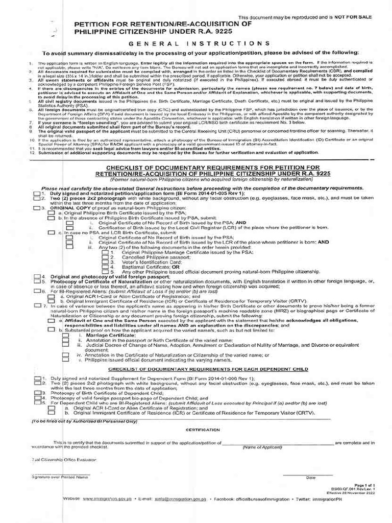 Petition For Retention or Re-Acquisition of Philippine Citizenship ...