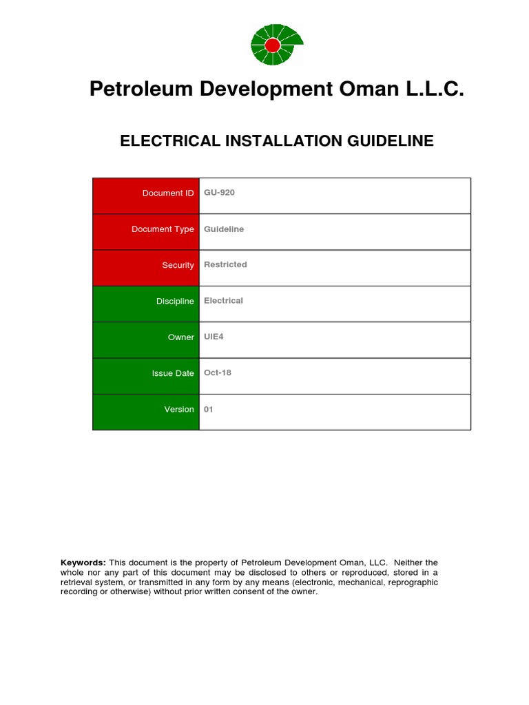 PDO Electrical Installation Guidelines | PDF | Electrical Wiring ...