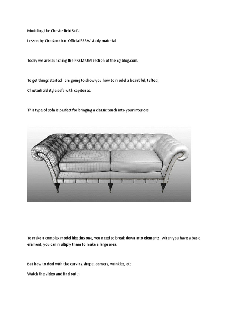 Modeling The Chesterfield Sofa | PDF