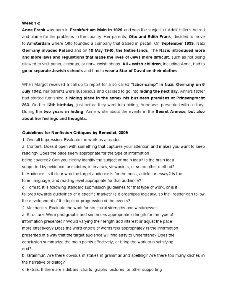 CNF-Reviewer About Anne Frank | PDF