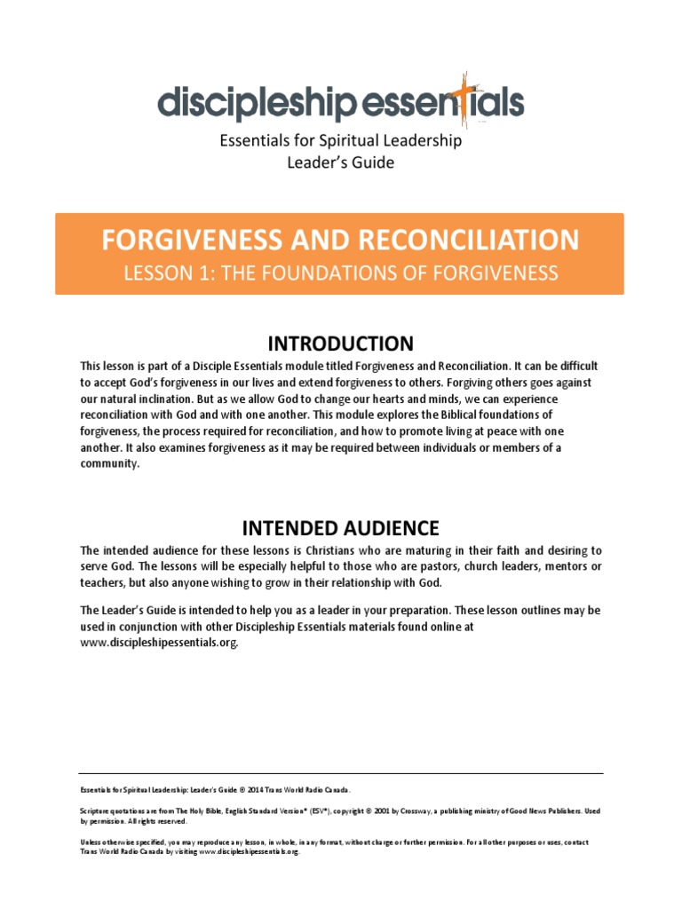 01 - The Foundation of Forgiveness - Leader's Guide | Download Free PDF | Forgiveness | Sin