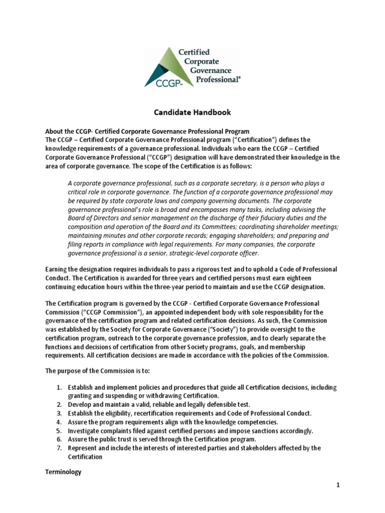 Candidate - Handbook - 2023 - March - CCGP | PDF
