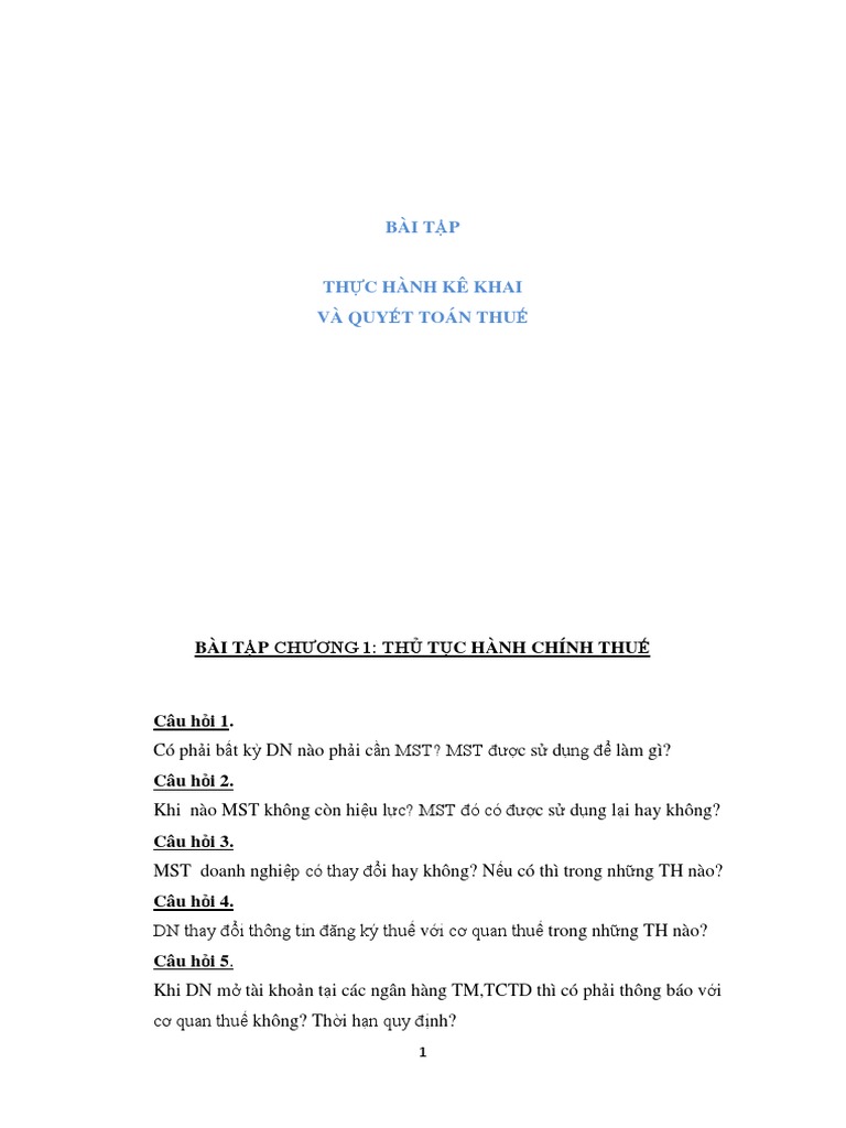 BT Thuc Hanh Ke Khai Thue - Da Chinh Sua | PDF