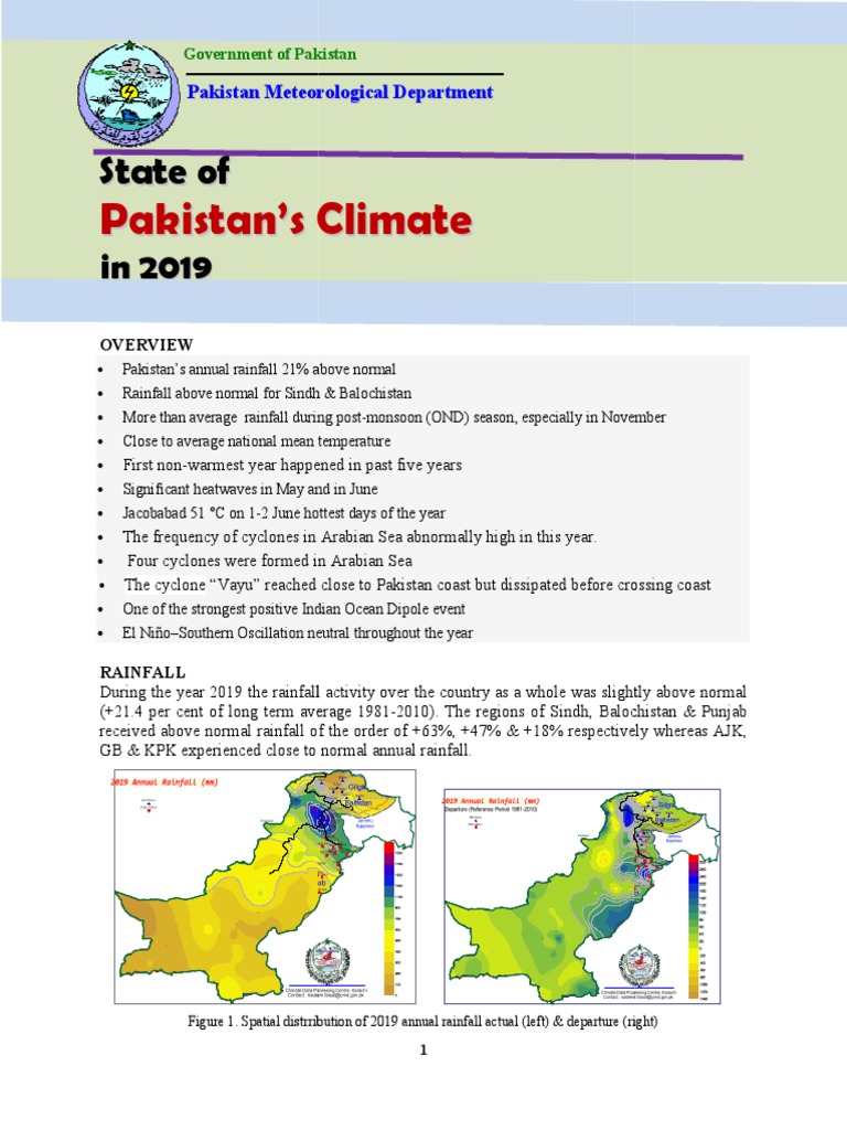 Pakistan Climate 2019 | PDF | Vortices | Branches Of Meteorology