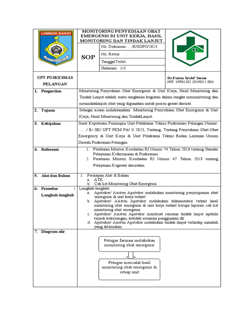 SOP MONITORING OBAT EMERGENSI | PDF