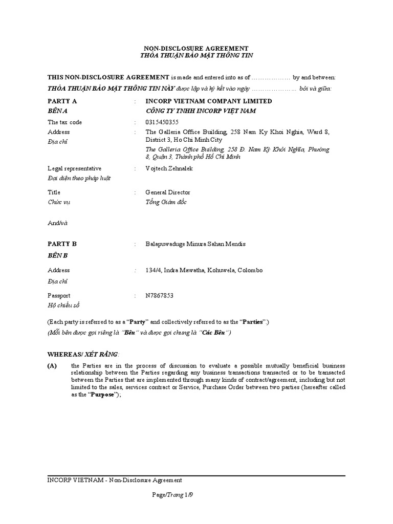 (Official) - (NDA) Non Disclosure Agreement | PDF