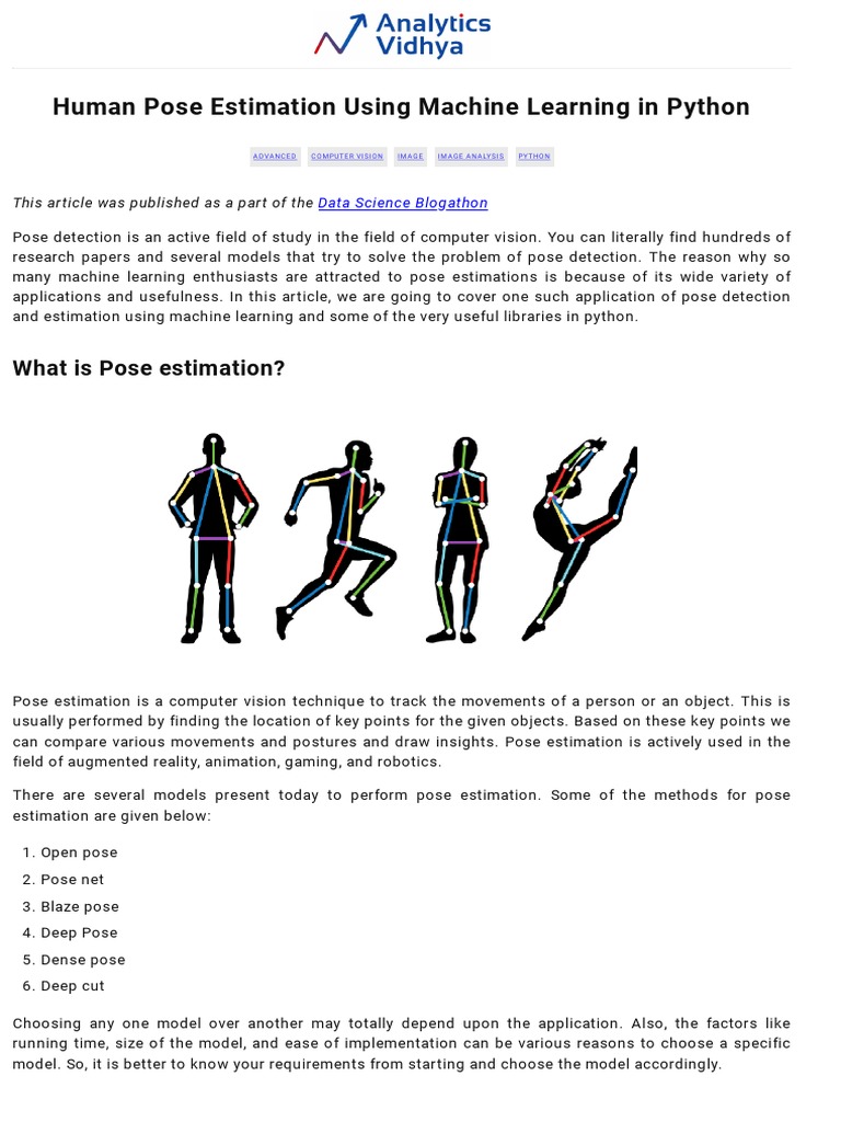 Human Pose Estimation Using Machine Learning in Python | PDF