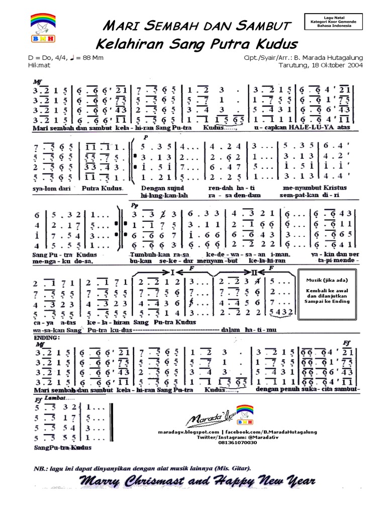 Lagu Koor Natal Mari Sambut & Sembah Kelahiran Sang Putra Kudus | PDF