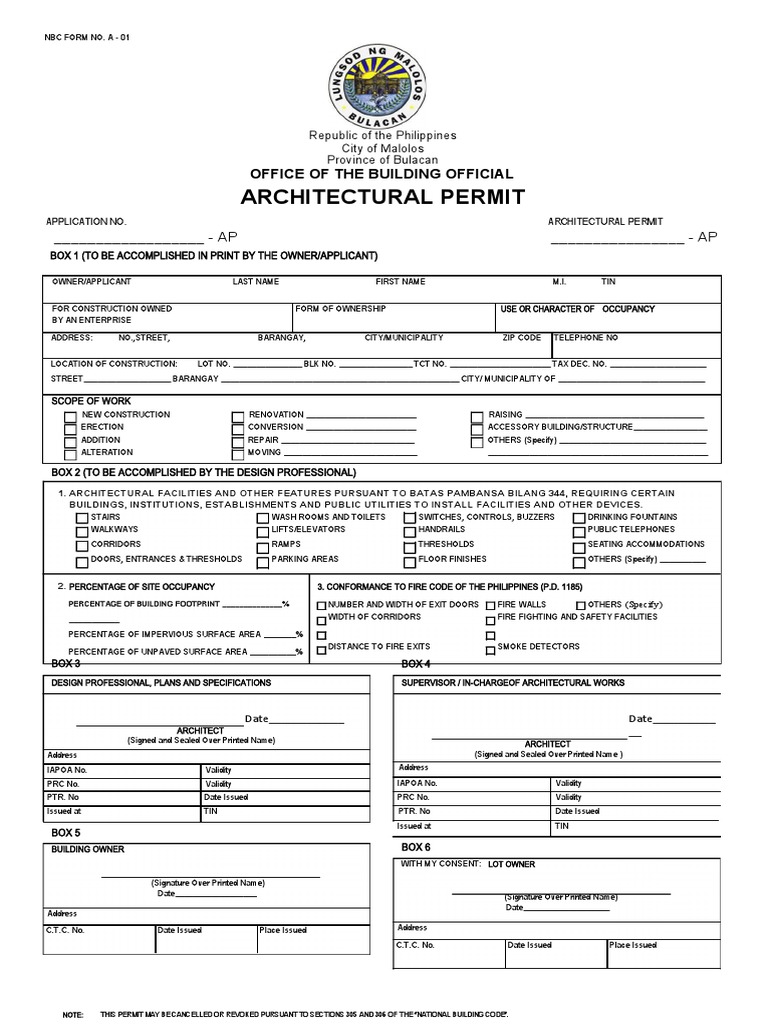 Malolos - Architectural-Permit-front-and-back | PDF
